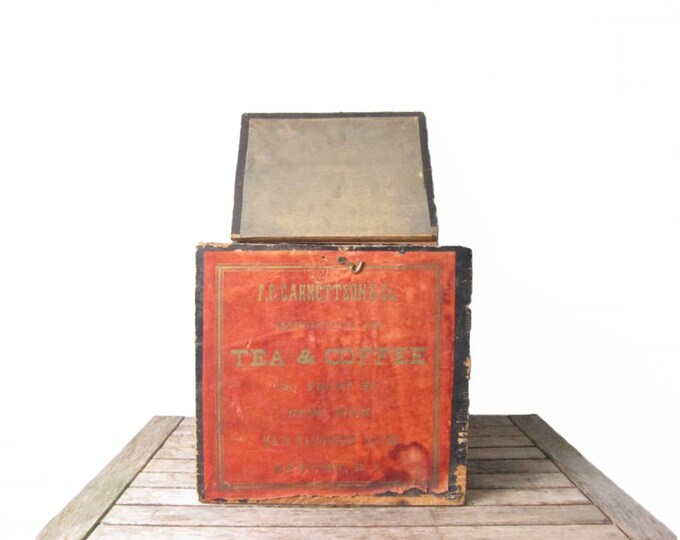 Antique Wood Coffee Box - Vintage Tea and Coffee Shipping Crate ...