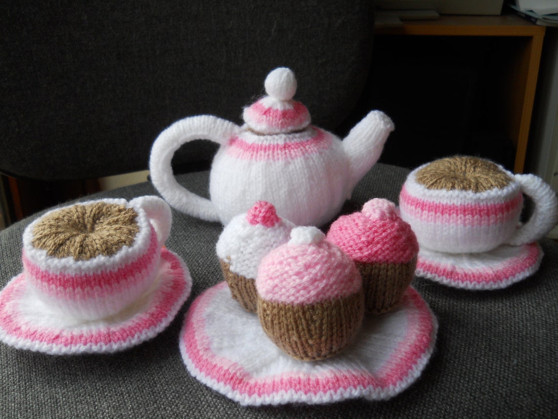 Knitted Play Tea Set , Tea for Two, Tea Party, Play Food - Etsy