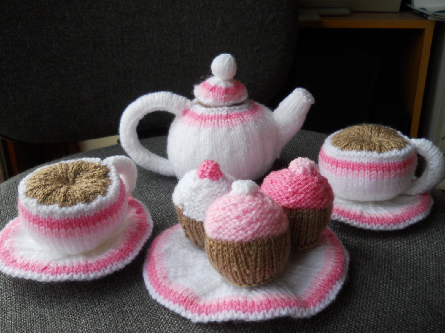 Knitted Play Tea Set , Tea for Two, Tea Party, Play Food - Etsy