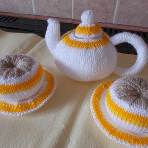 Knitted Play Tea Set , Tea for Two, Tea Party, Play Food - Etsy