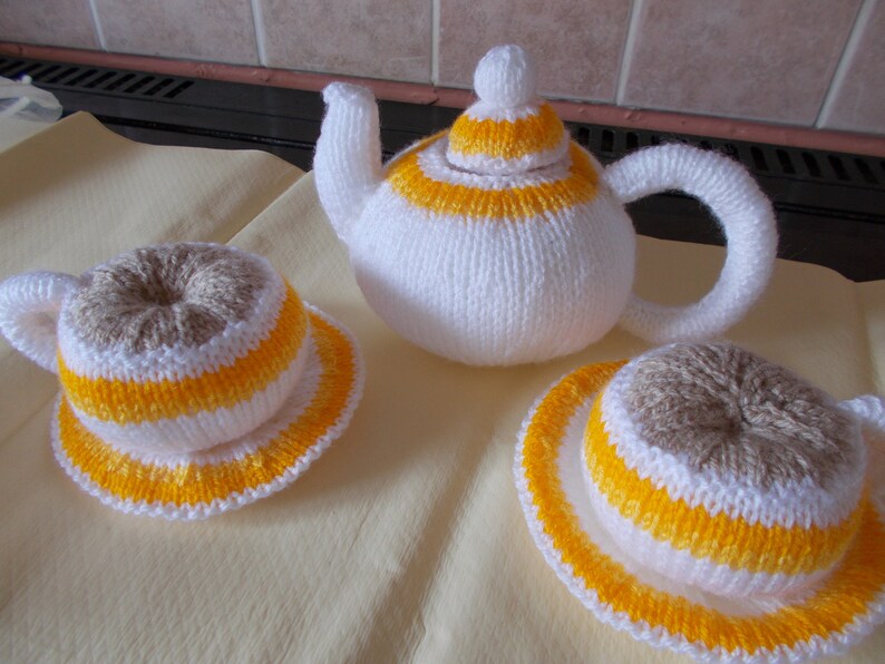 Knitted Play Tea Set , Tea for Two, Tea Party, Play Food - Etsy