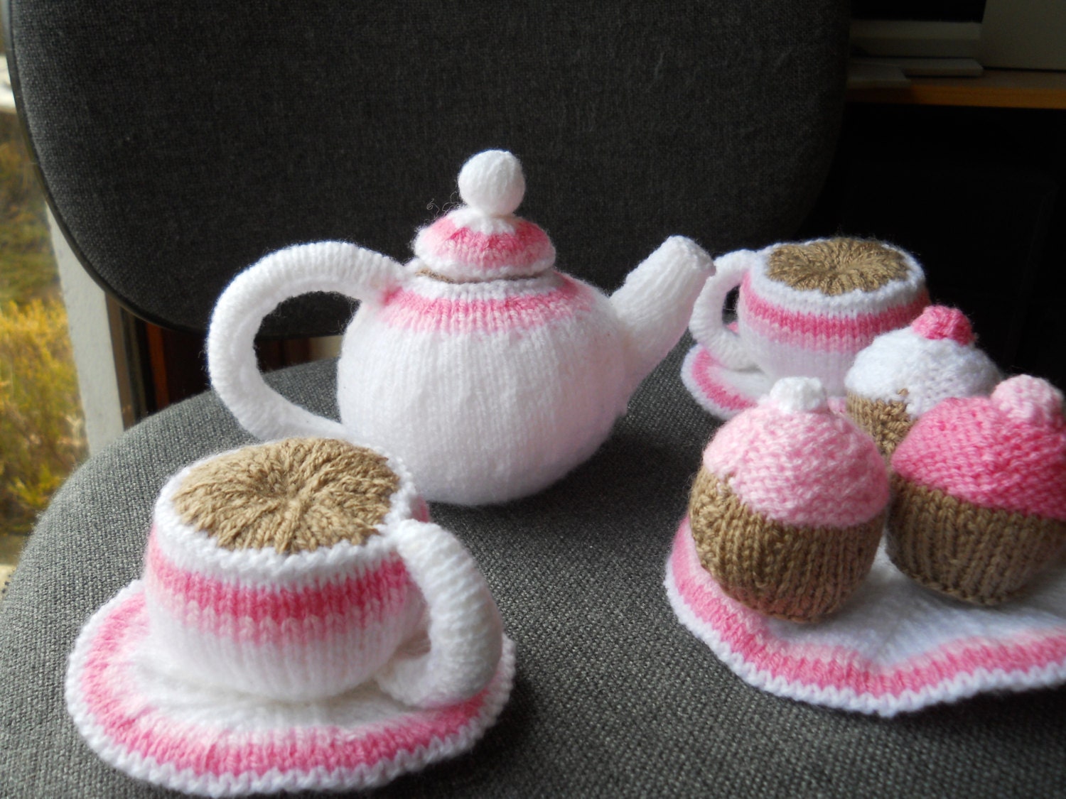 Knitted Play Tea Set , Tea for Two, Tea Party, Play Food - Etsy
