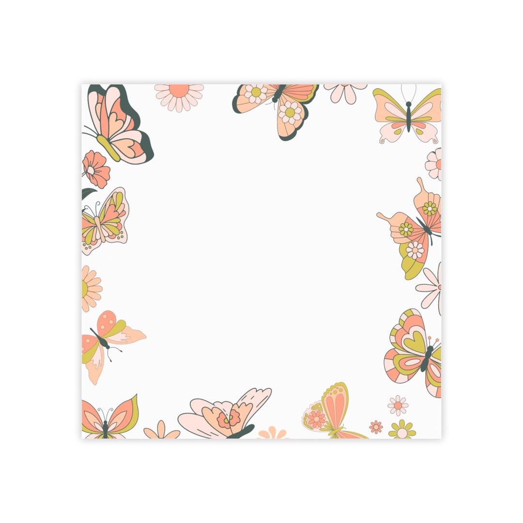 Retro Butterfly Post-it® Note Pad 50 Sheets 3x3 Square Sticky Notes ...