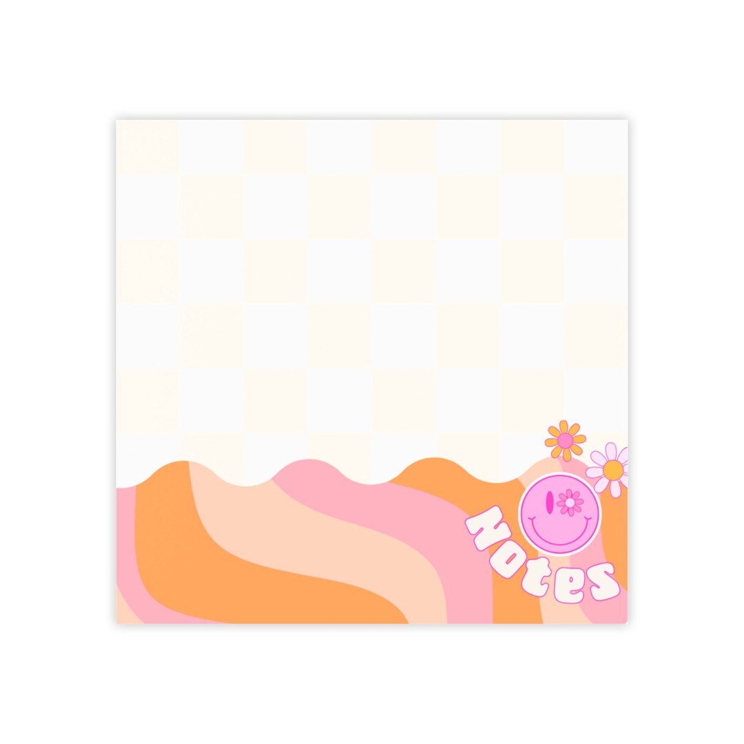 Retro Smiley Checkered Post-it Notes Pad 50 Sheets 3x3 Square Sticky ...