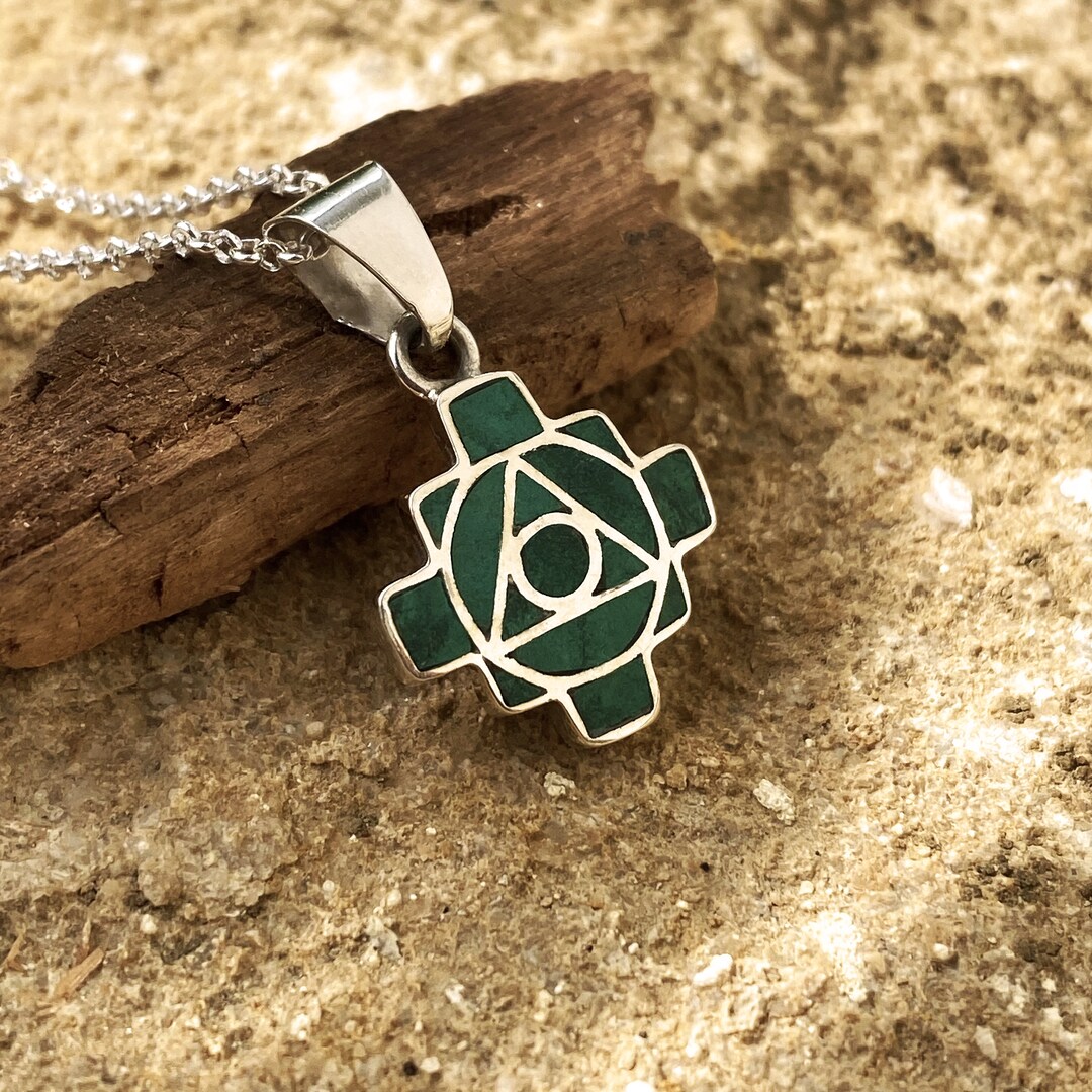 Custom Andean Cross Pendant • Silver With Green Chrysocolla Stone ...