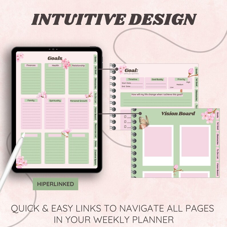 Digital Goals Planner / Printable Goal Setting Workbook / PDF ...