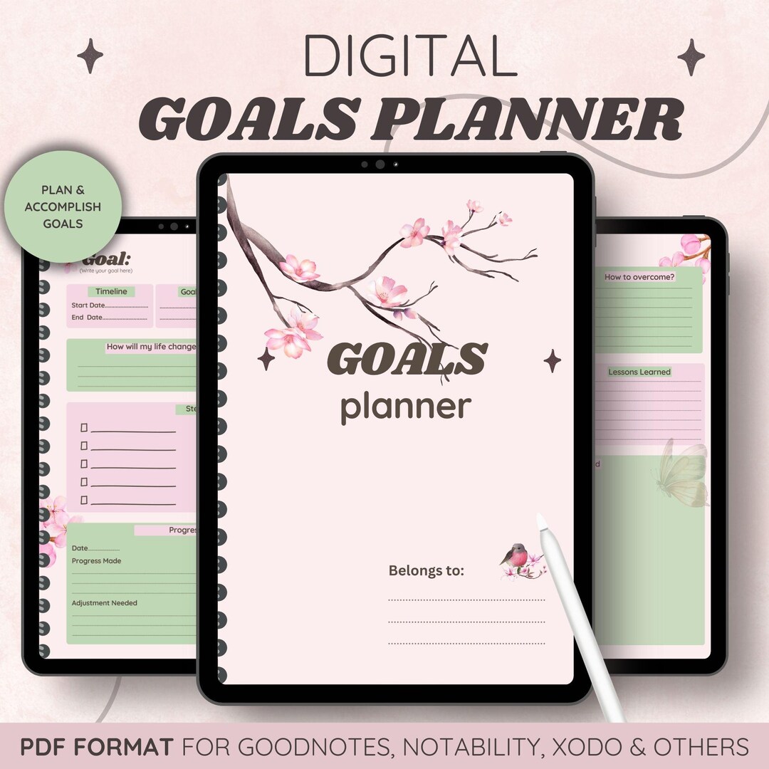 Digital Goals Planner / Printable Goal Setting Workbook / PDF ...