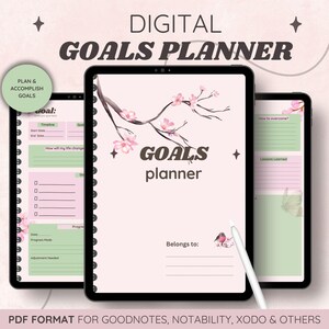 Digital Goals Planner / Printable Goal Setting Workbook / PDF ...
