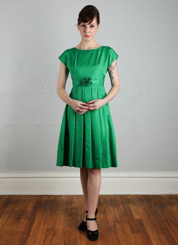 Green taffeta dress - Gem