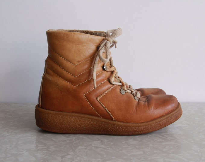 Vintage Italian Made Leather Boots . Rust . Lace up . Ankle - Etsy