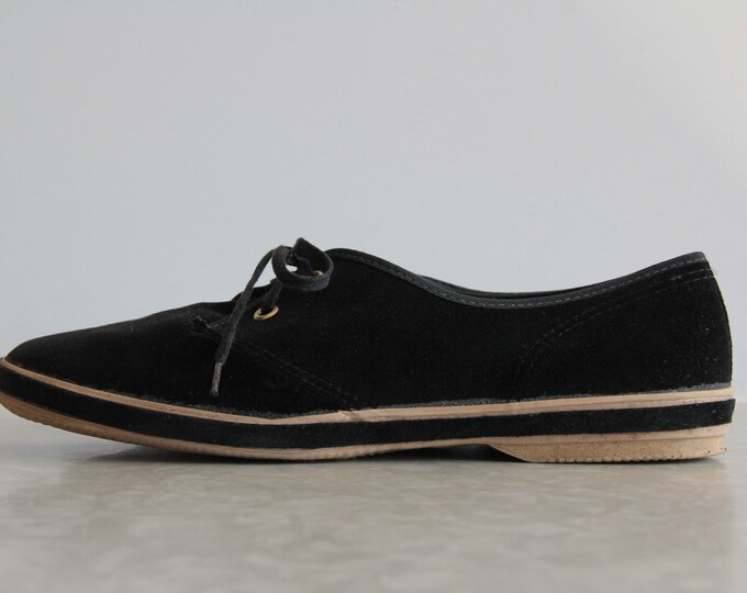 Vintage Velour Shoes . Skips . Bowling Sneakers . Black Velvet . Deck ...