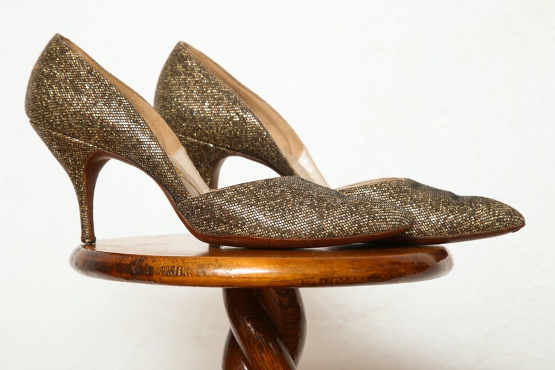 Gold Stiletto High Heel Shoes . Fancy Footwear - Etsy