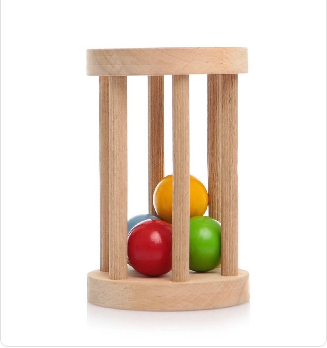Montessori Ball Cylinder, Montessori Rattle Roller, Wooden Baby Rattle ...
