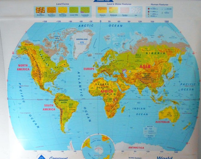 World Map, School Pull Map of the World - Etsy