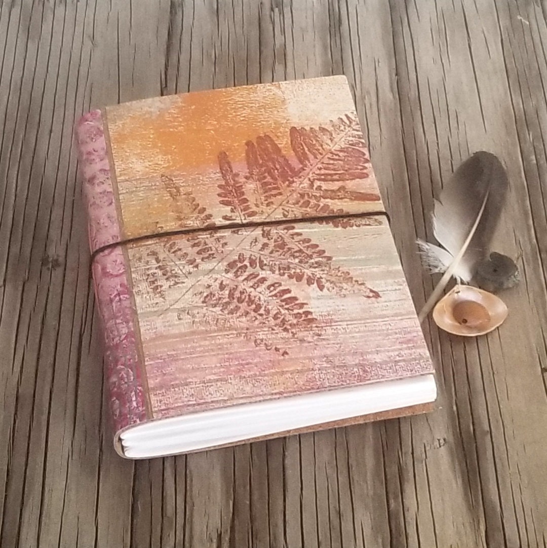 Pink Fern Nature Print Collage Art Journal Tremundo - Etsy