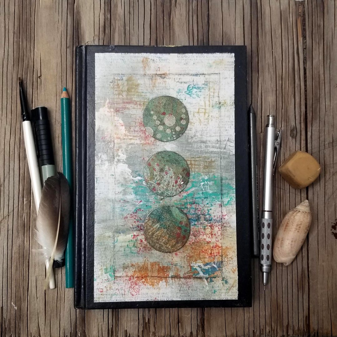 Art Journal 08 - Unique Art Junk Hand Painted Journal, Artist Gift ...