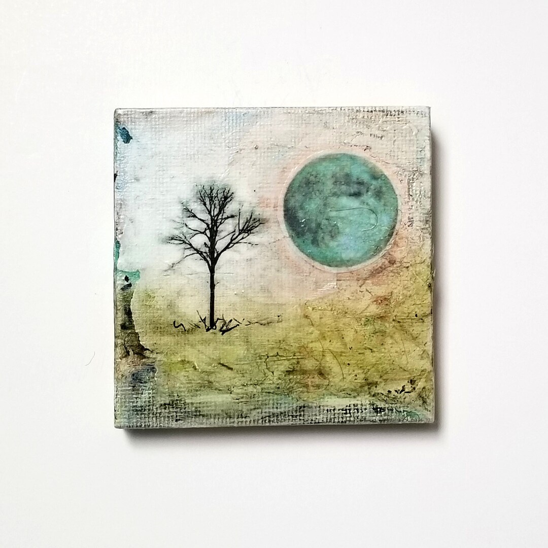 Tree of Strength Full Moon Mini Mixed Media Tree Art - Etsy