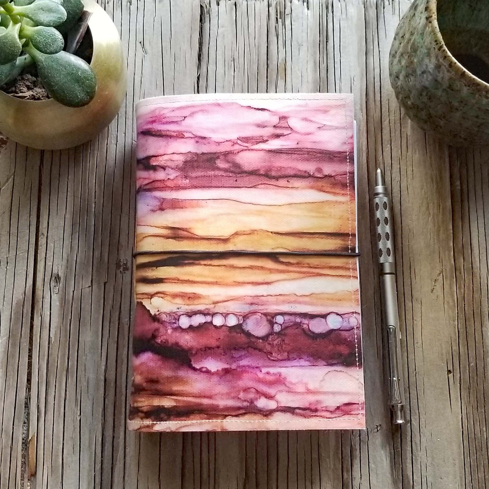 Sunset journal original art journal sketchbook planner | Etsy