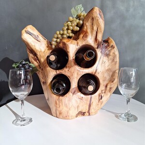 Teak Root Wine Holder- 4 Bottles - Etsy