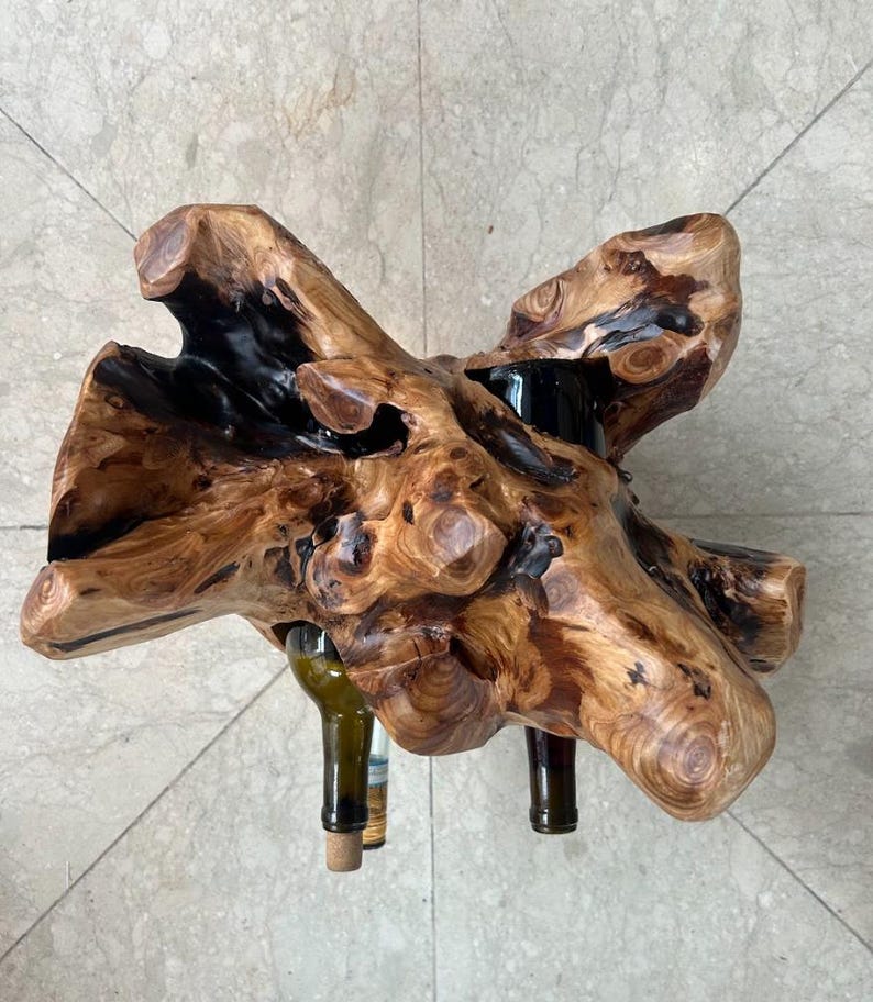 Teak Root Wine Holder- 4 Bottles - Etsy