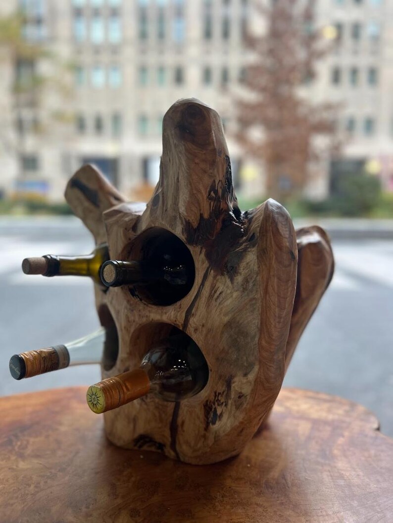 Teak Root Wine Holder- 4 Bottles - Etsy