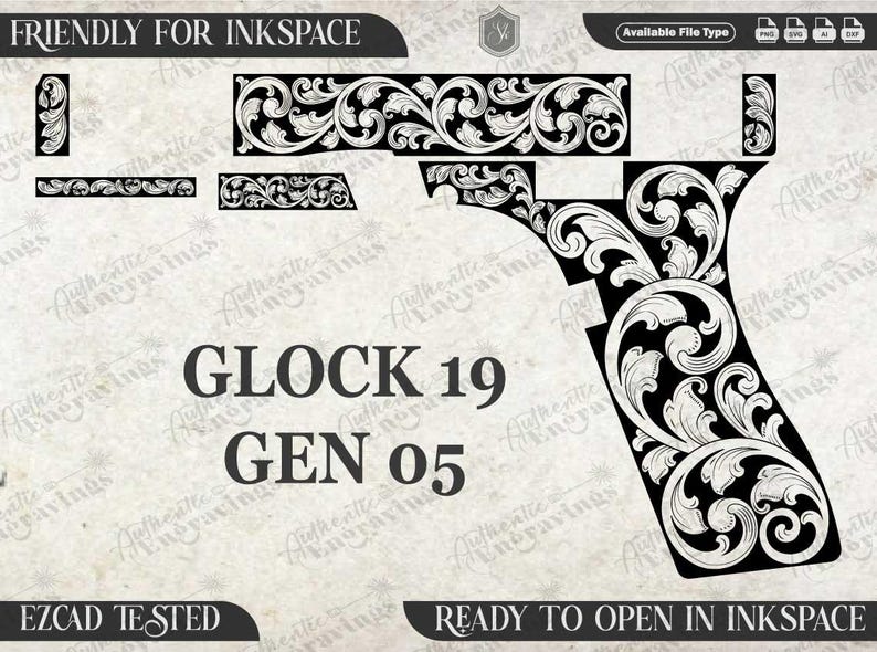 Glock 19 Gen5 Scroll Design, Laser Engraving Vector (digital Download ...