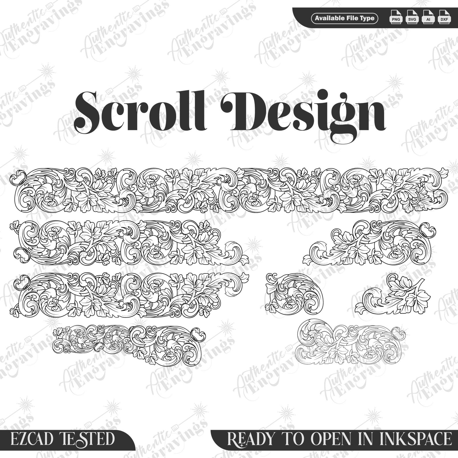 Scroll Design Bundle Svg Art,laserdesign,lasermarking,fiberlaser,metalart - Etsy