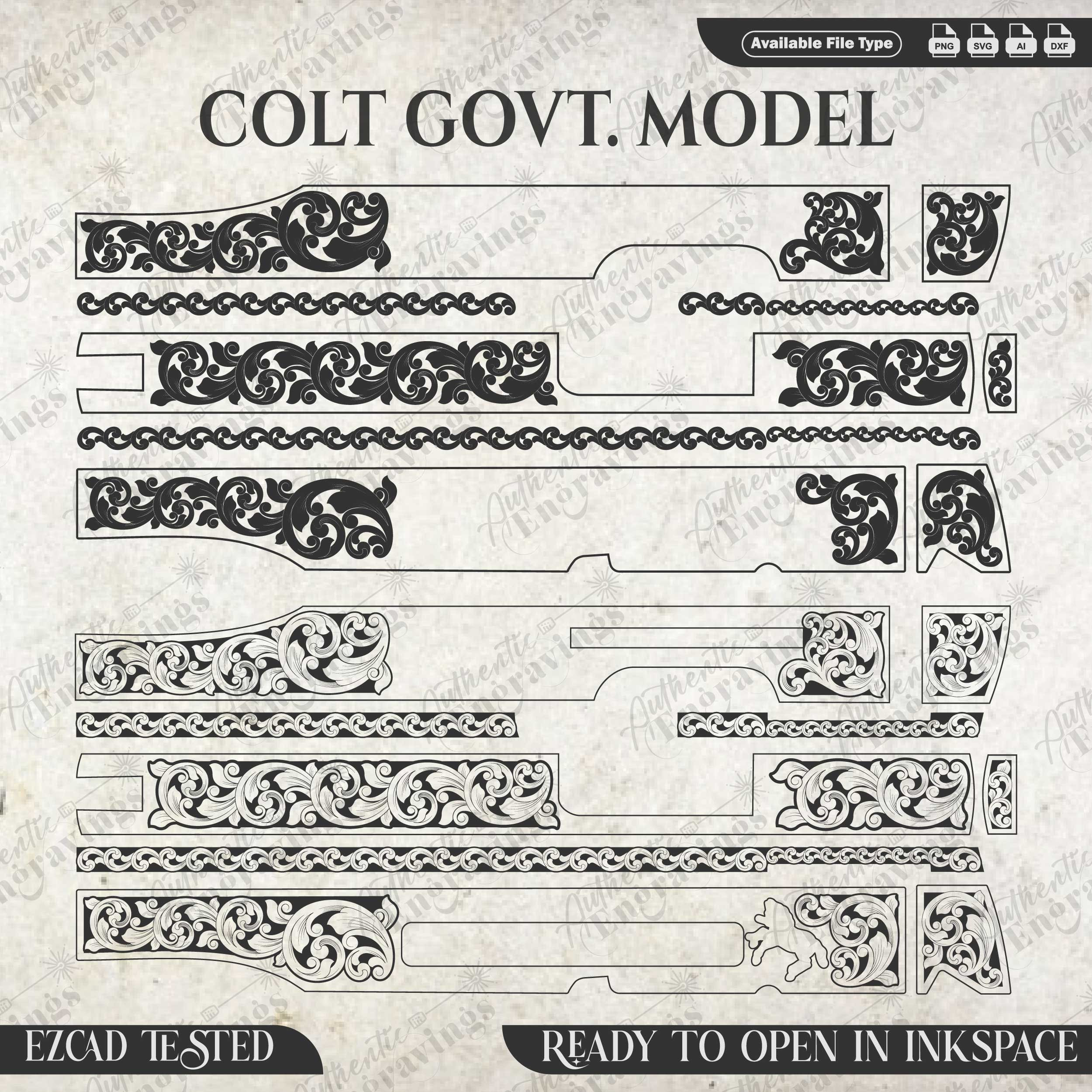 Colt Govt. Model Scroll Design Svg,laserdesign,laserwork,laserdesign ...