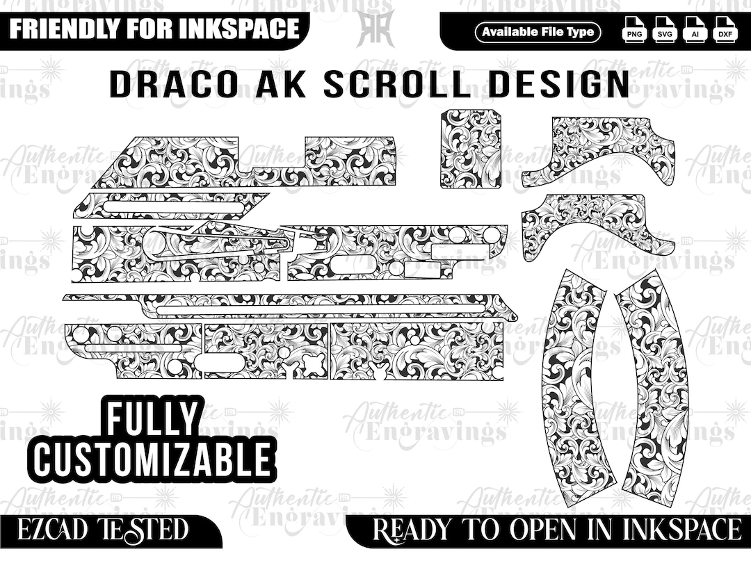 Draco AK Scroll Design, Laser Cut File (svg, Png, Dxf, Ai) - Etsy