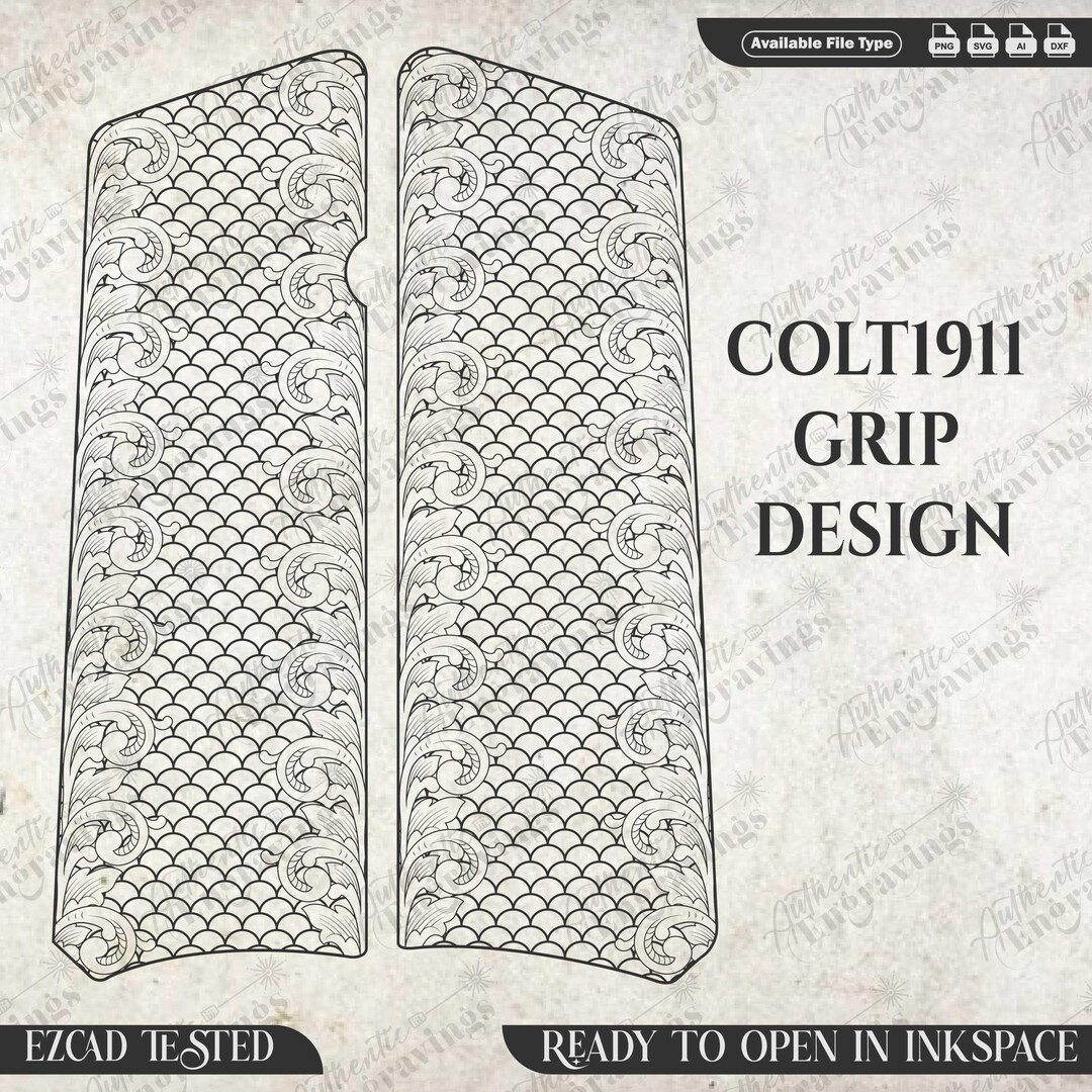 Colt1911 Grip Scroll Design Svg,lasercut,laserengraving,fiberlaser ...