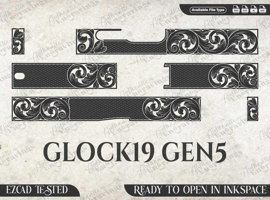 Glock19 Gen5 Scroll Design Svg,laserdesign,laserwork,laserdesign,ezcaddesign,metalart ...
