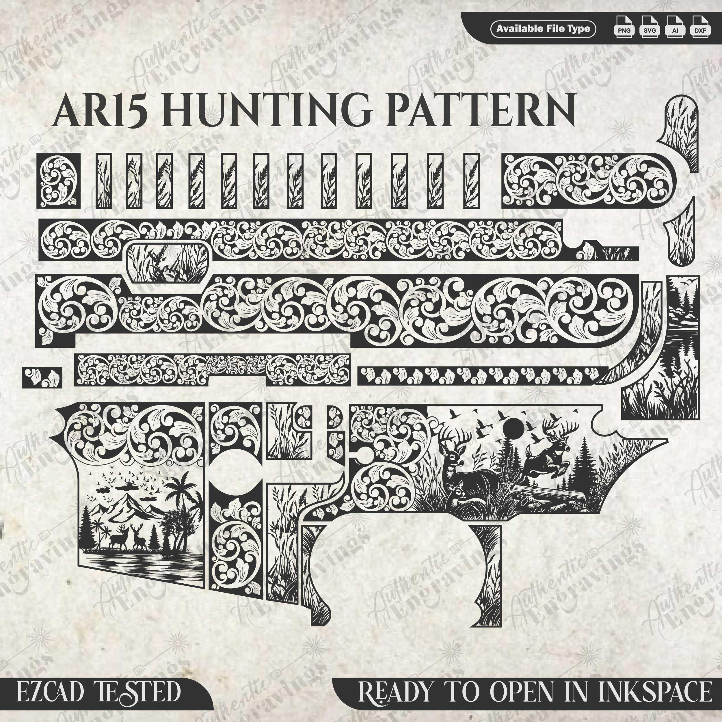 Ar15 Scroll With Hunting Design Svg,laserdesign,laserwork,laserdesign ...