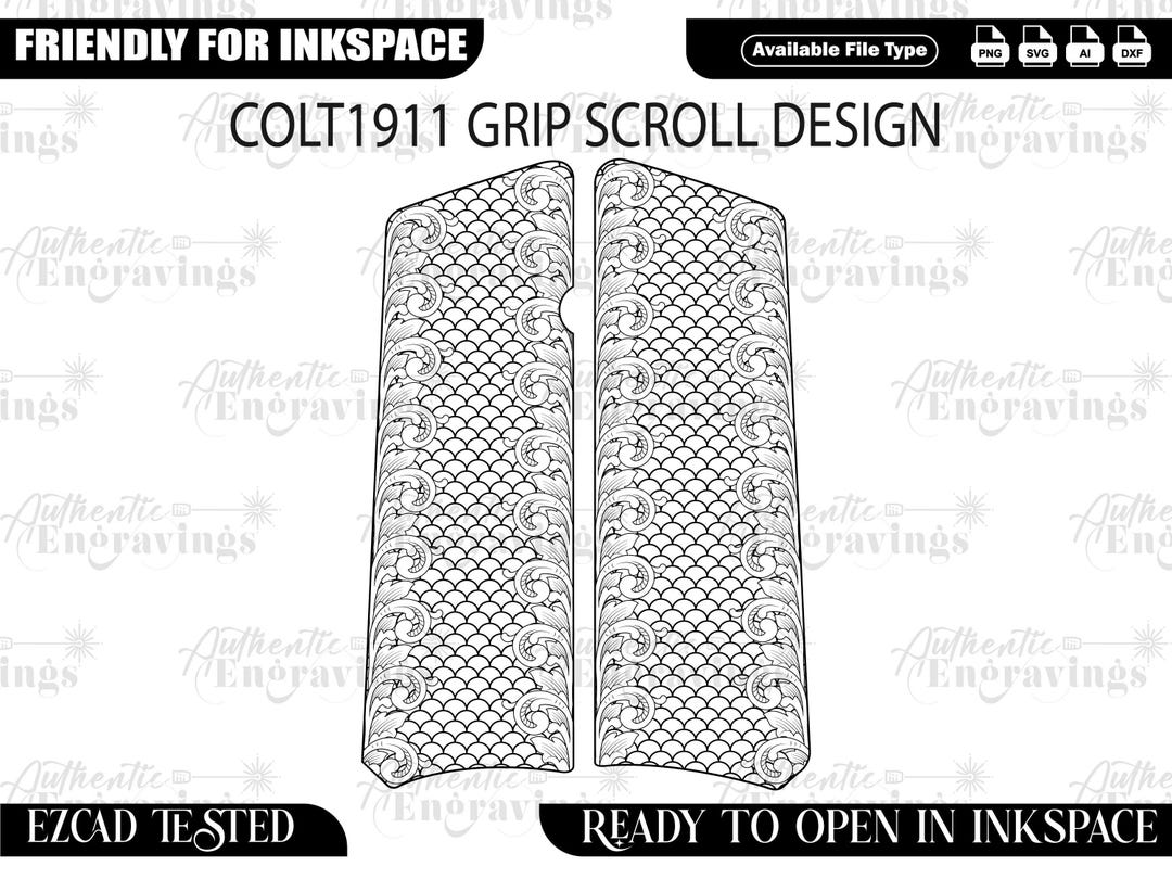 Colt1911 Grip Scroll Design Svg,lasercut,laserengraving,fiberlaser ...