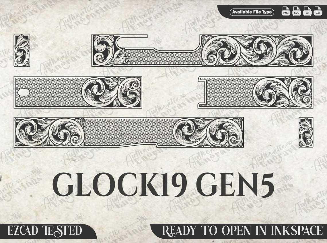 Glock19 Gen5 Scroll Design Svg,laserdesign,laserwork,laserdesign ...