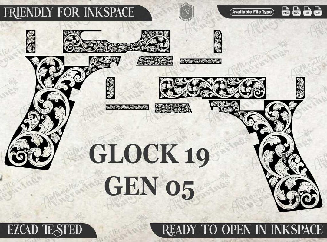 Glock 19 Gen5 Scroll Design, Laser Engraving Vector (digital Download ...