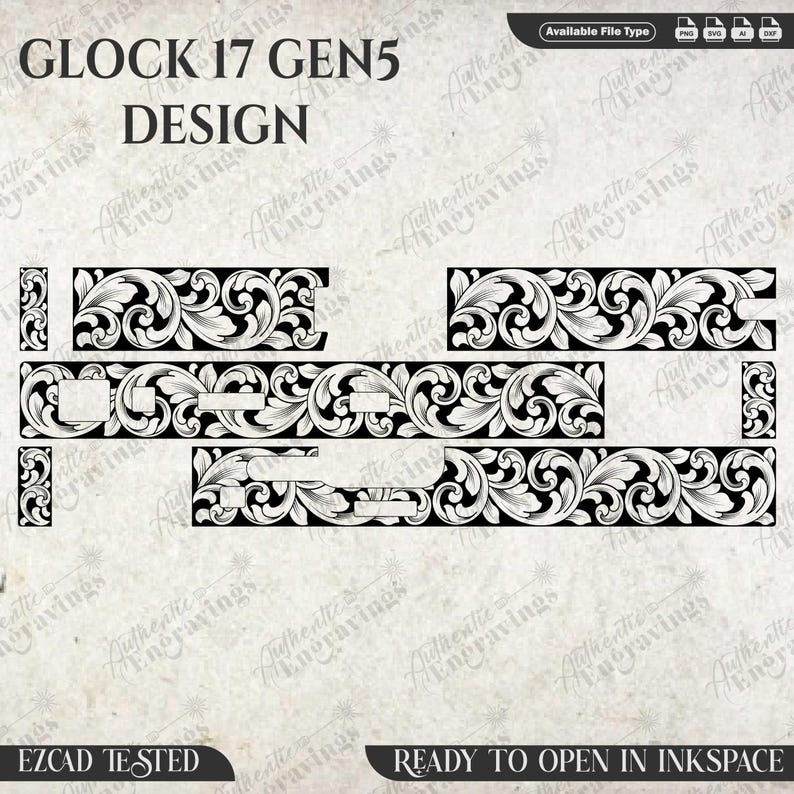 Glock17 Gen5 Scroll Design Svg,laserdesign,laserwork,laserdesign,ezcaddesign,metalart ...