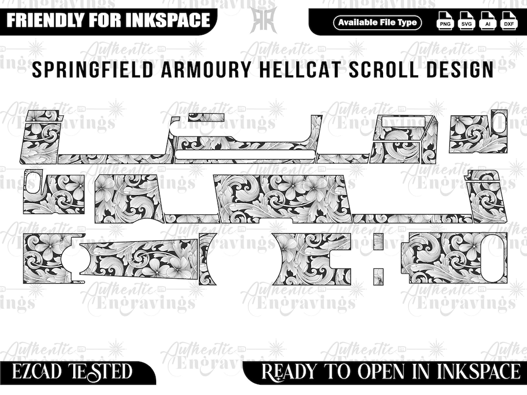 Springfield Hellcat Scroll Design, Laser Cut Files (svg, Png, Dxf, Ai ...