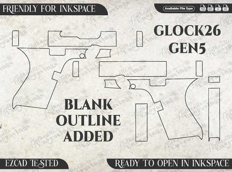 Glock 26 Gen 5 Scroll Design SVG, Laser Cut File (digital Download) - Etsy