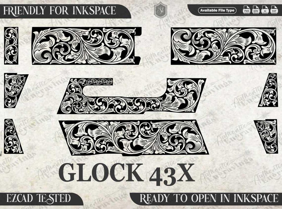 Glock 43x Scroll Design Svg,laserdesign,laserwork,laserdesign ...