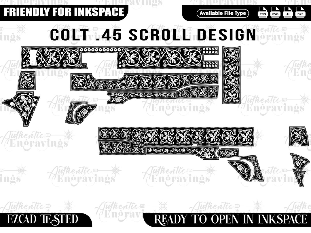 Colt .45 Scroll Design SVG, Laser Cut Files (digital Download) - Etsy ...