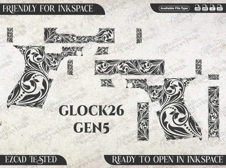 Glock 26 Gen 5 Scroll Design SVG, Laser Cut File (digital Download) - Etsy