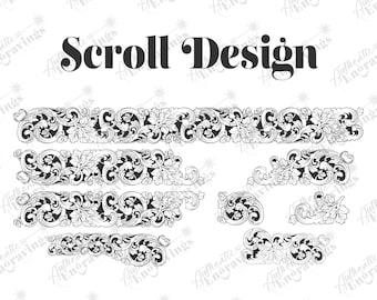 Scroll Design Bundle SVG for Laser Engraving and Printing, Laser Work, Laserart, Vector Design ...