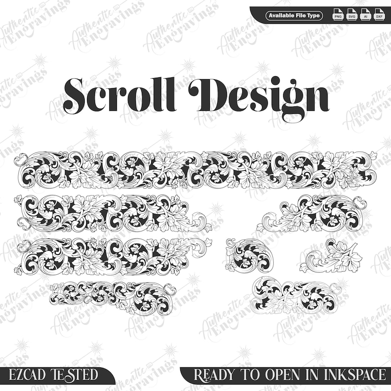 Scroll Design Bundle Svg Art,laserdesign,lasermarking,fiberlaser,metalart - Etsy