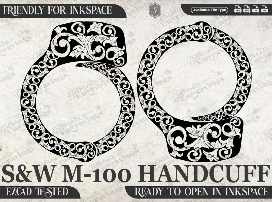 S&W M100 Handcuff Scroll Design SVG, Laser Cut File - Etsy