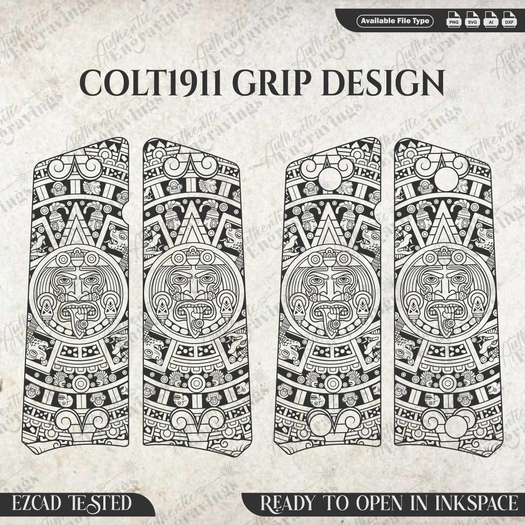 Colt1911 Grip Aztec Design Svg,lasercut,laserengraving,fiberlaser ...