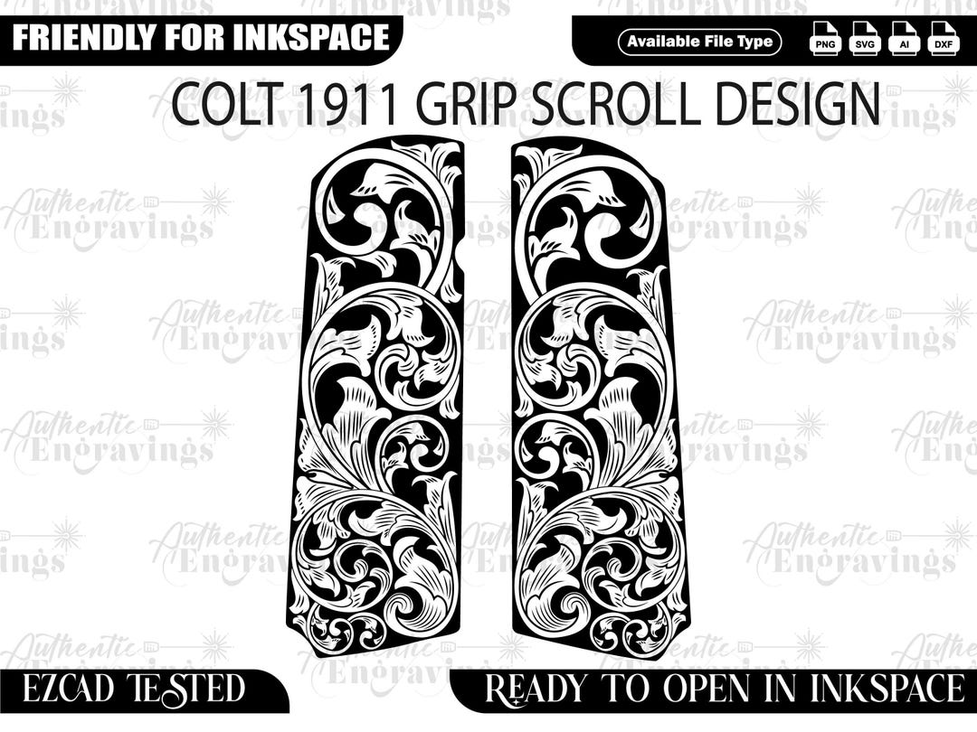 Colt1911 Grip Scroll Design Svg,lasercut,laserengraving,fiberlaser ...