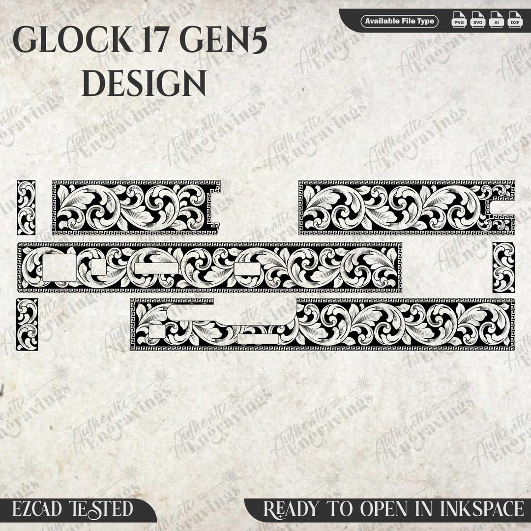 Glock17 Gen5 Scroll Design Svg,laserdesign,laserwork,laserdesign,ezcaddesign,metalart ...