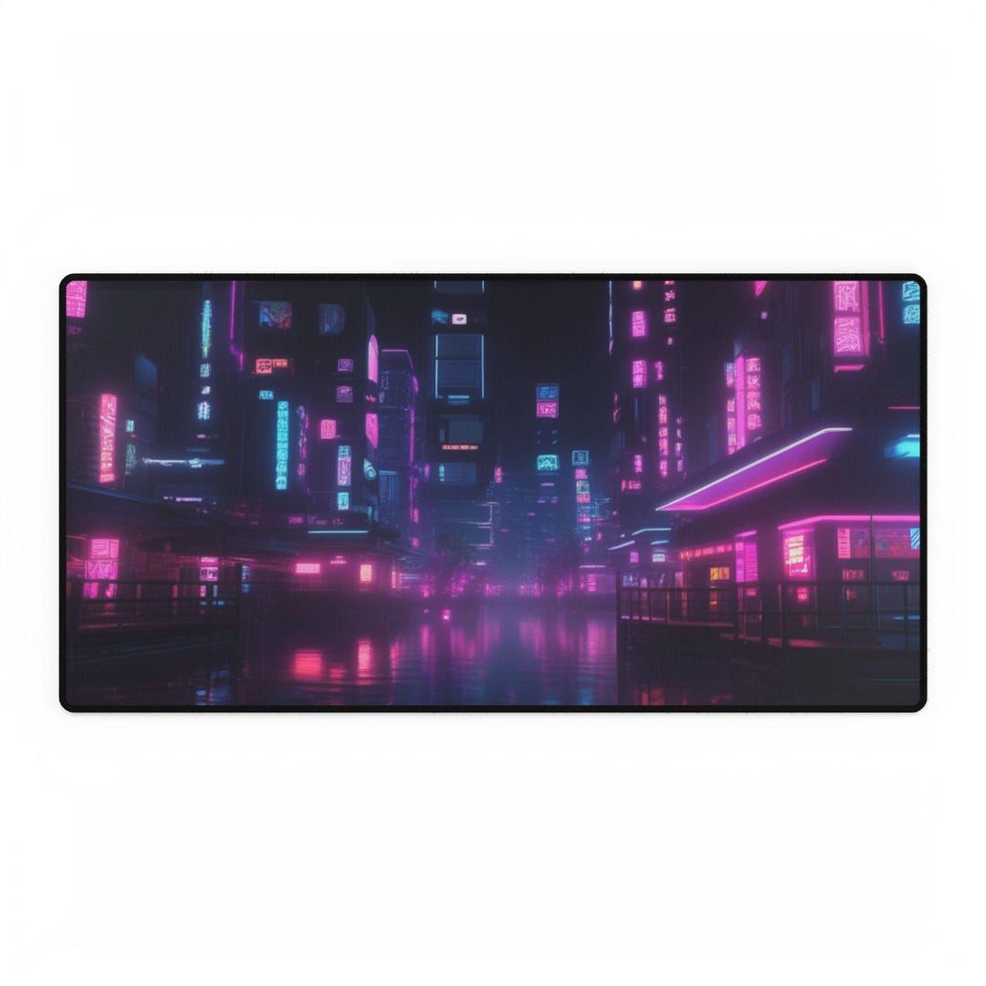 Cyberpunk Tokyo Desk Mat, Neon Cityscape Gaming Pad, Futuristic Japan ...