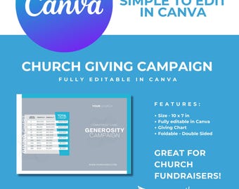 Church Giving Campaign Card Template for Church Fundraiser Support Card ...