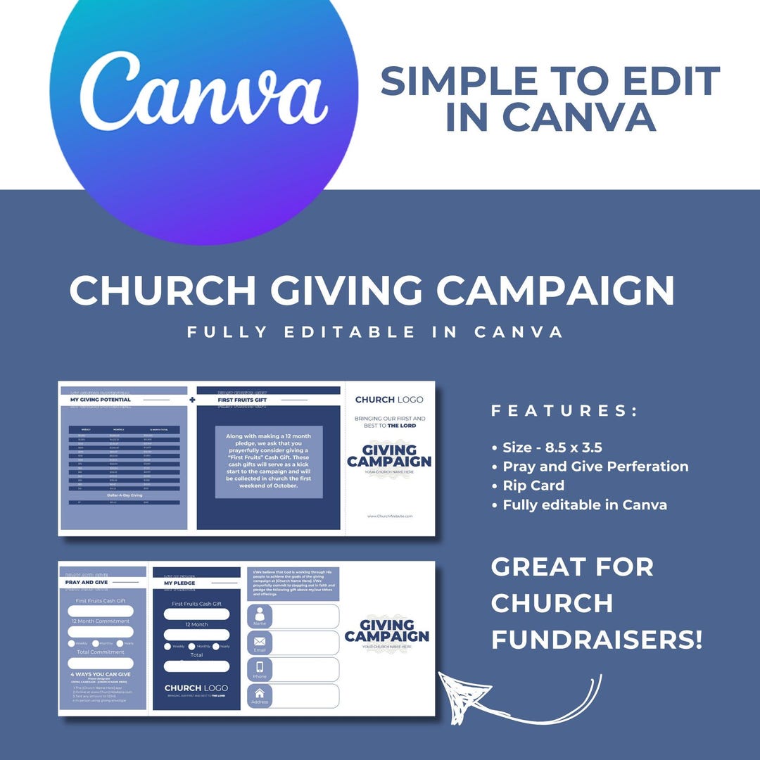 Church Giving Campaign Card: Editable Canva Template (digital Download ...
